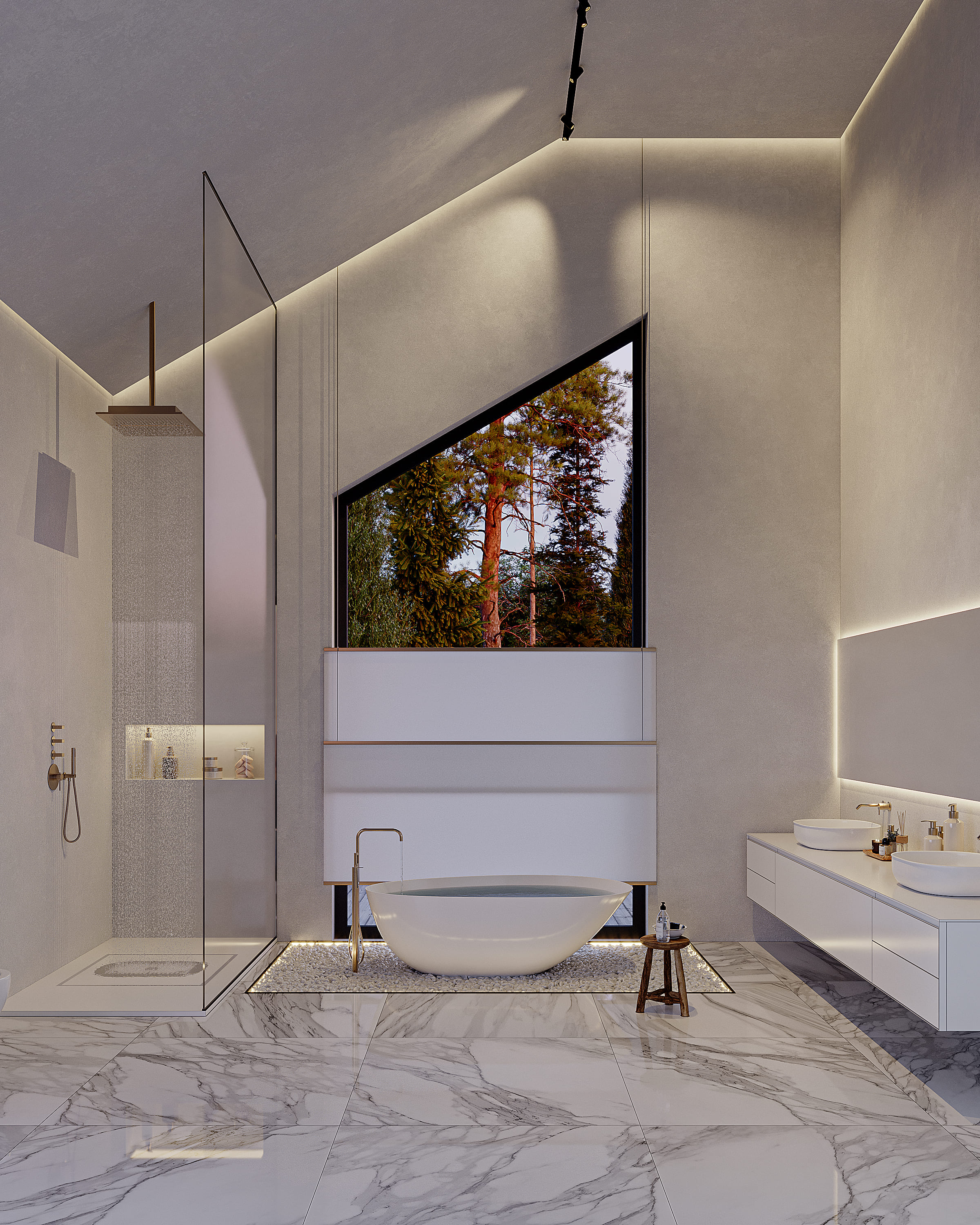 Bathroom with panoramic windows