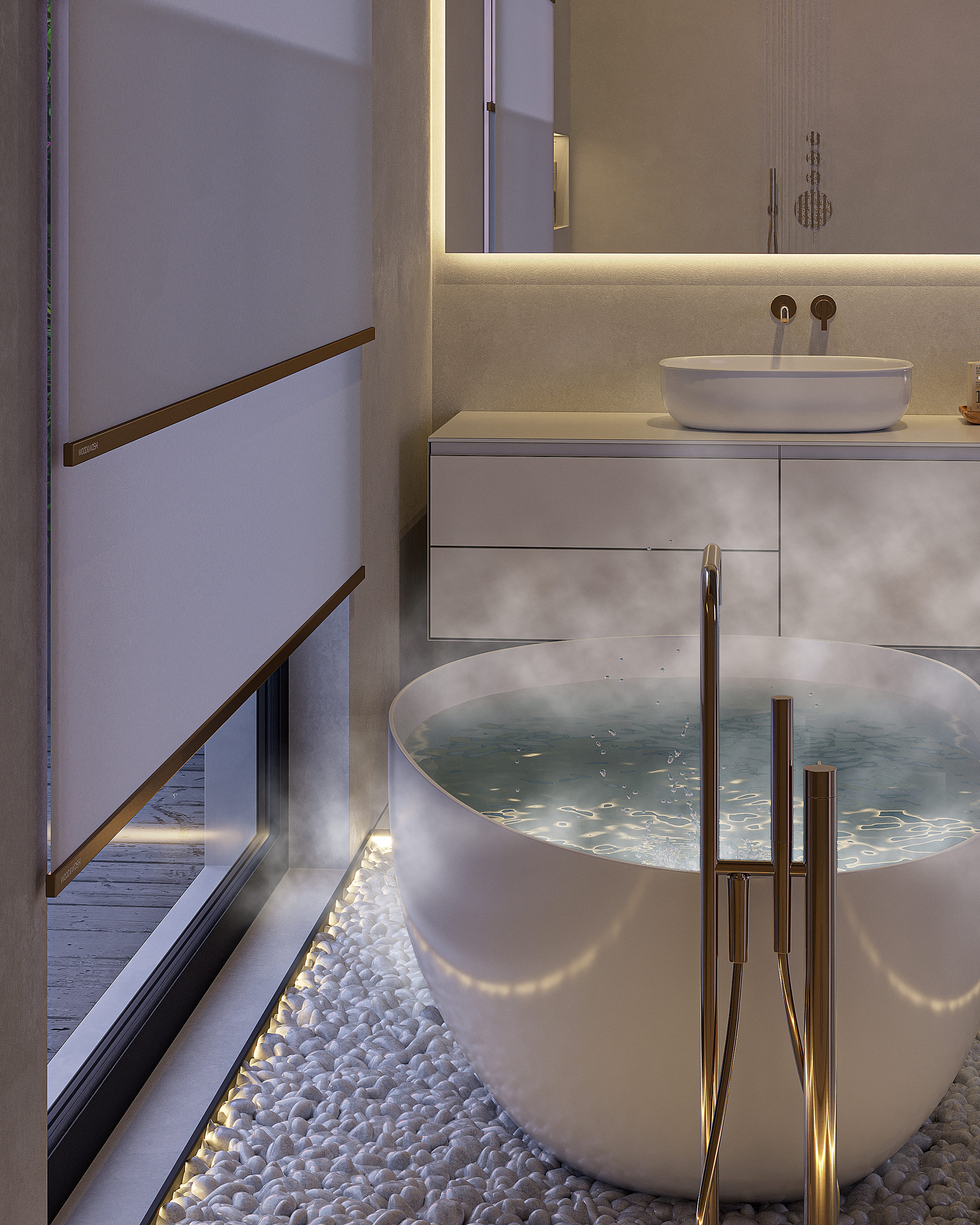 Bathroom with panoramic windows