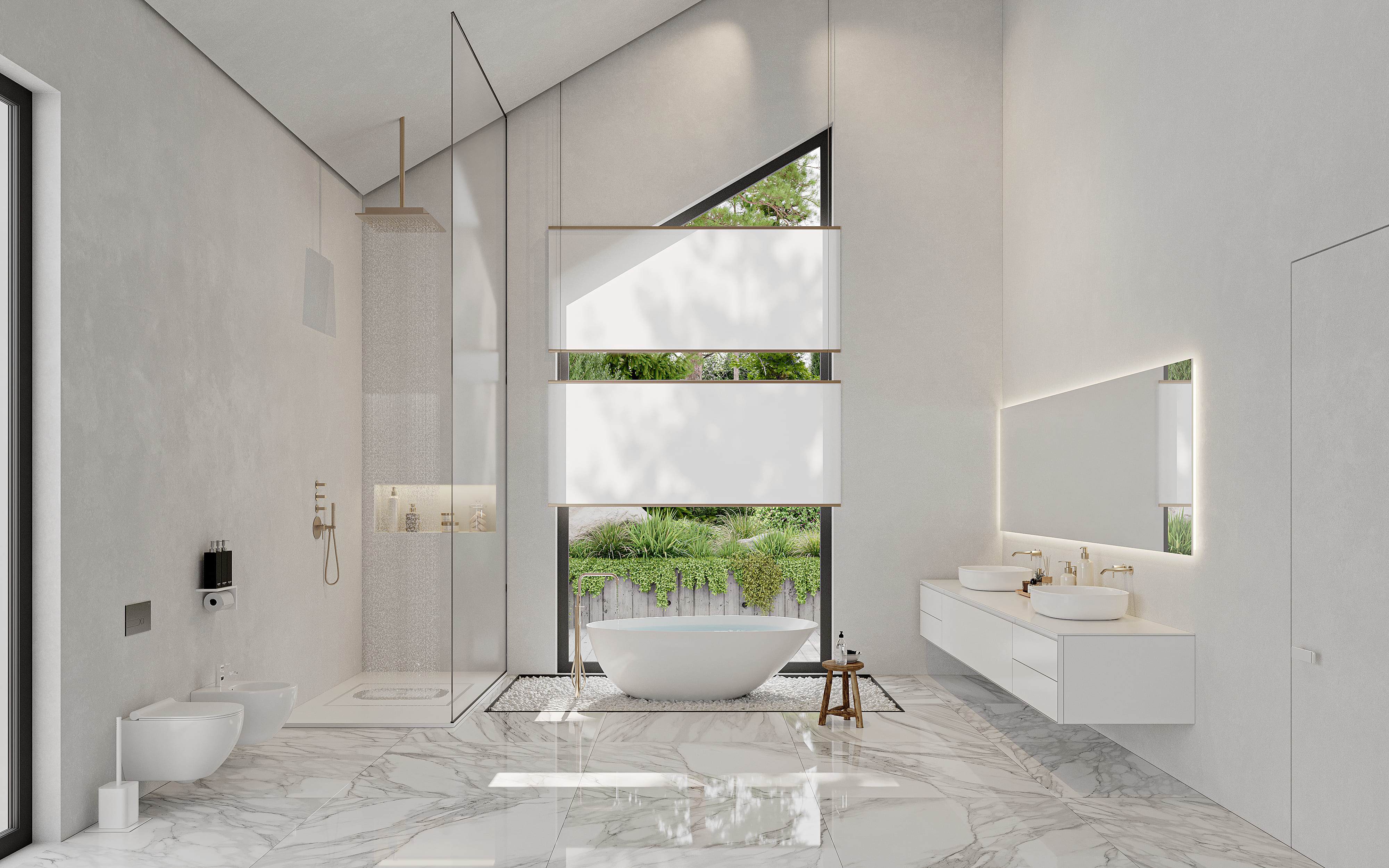 Bathroom with panoramic windows