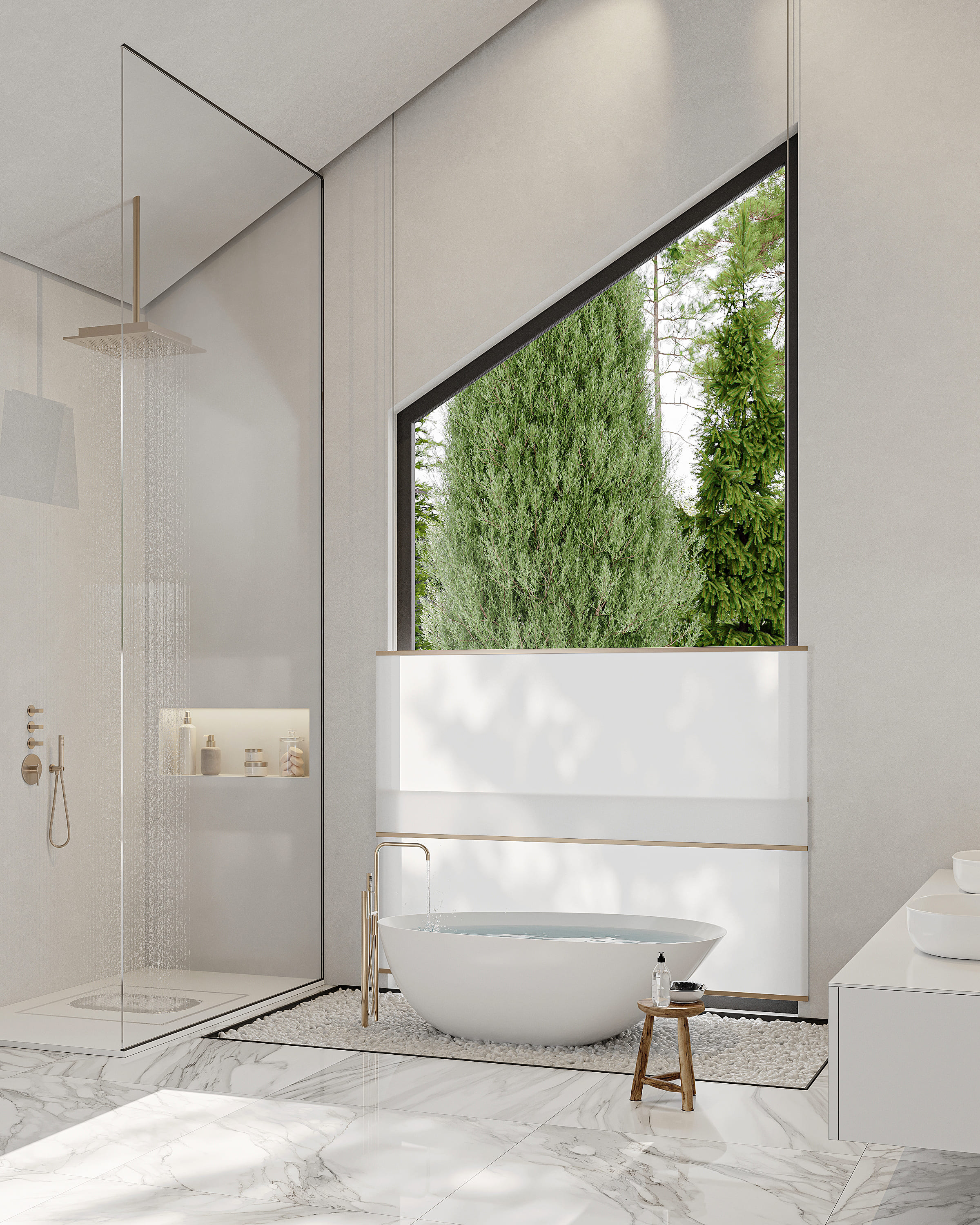 Bathroom with panoramic windows